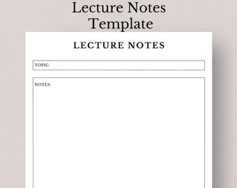 Lecture Notes Template, Blank Note Taking Templates, College Student ...