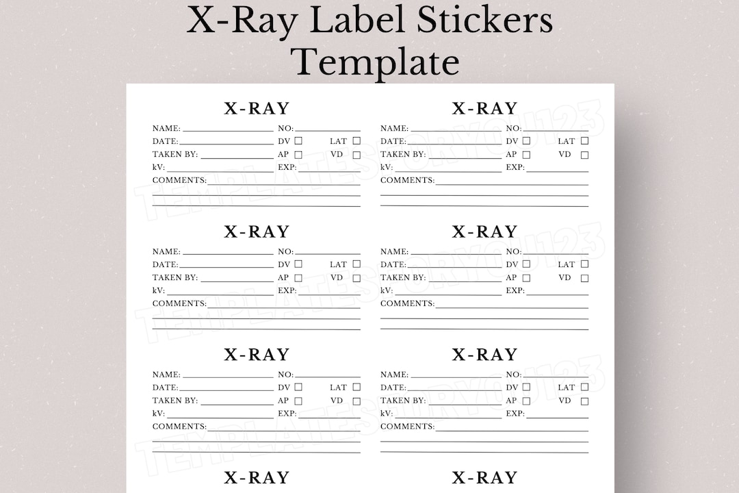 Xray Label Sticker Template, Xray Label, Xray Stickers - Etsy