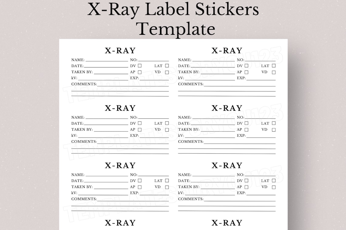 Xray Label Sticker Template, Xray Label, Xray Stickers - Etsy