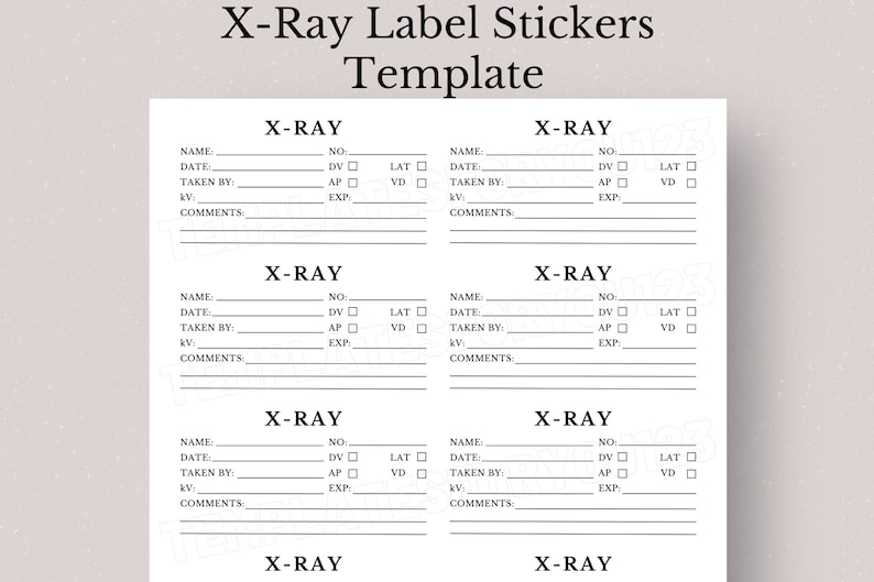 Xray Label Sticker Template, Xray Label, Xray Stickers - Etsy