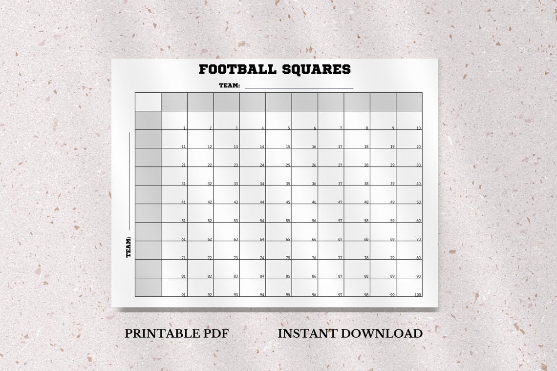 Printable Football Squares, Superbowl Squares, Printable Super Bowl ...