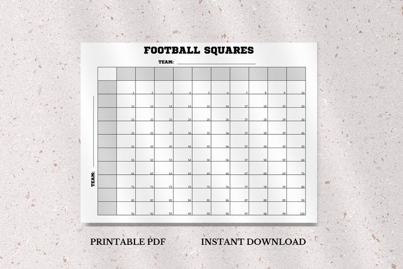 Printable Football Squares, Superbowl Squares, Printable Super Bowl ...