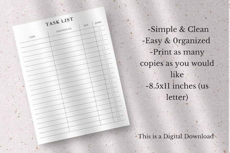 Printable Employee Task List Template, Employee Assignment Work Log ...