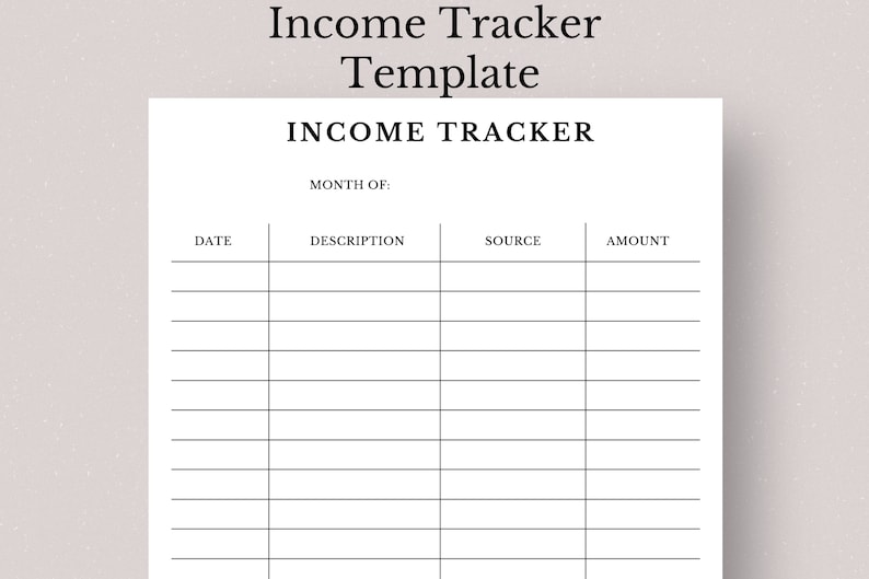 Income Tracker Printable, Monthly Income Tracker, Business Income ...