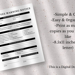 Employee Warning Notice Template, Editable Employee Warning Notice ...