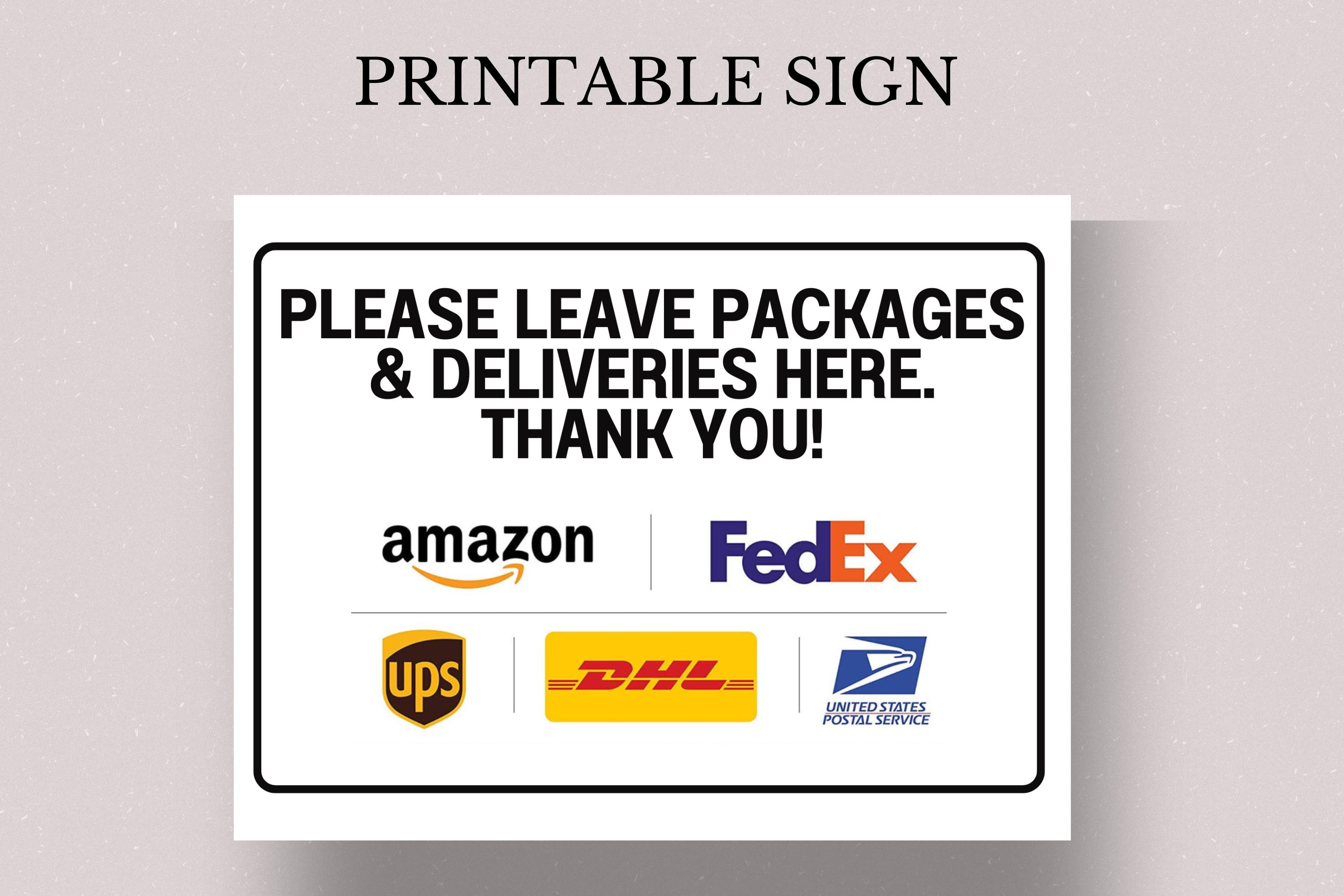 Printable Leave Packages Here Sign US Letter Instant Download PDF
