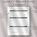 Editable Leave of Absence Form Template, Employee Leave of Absence ...