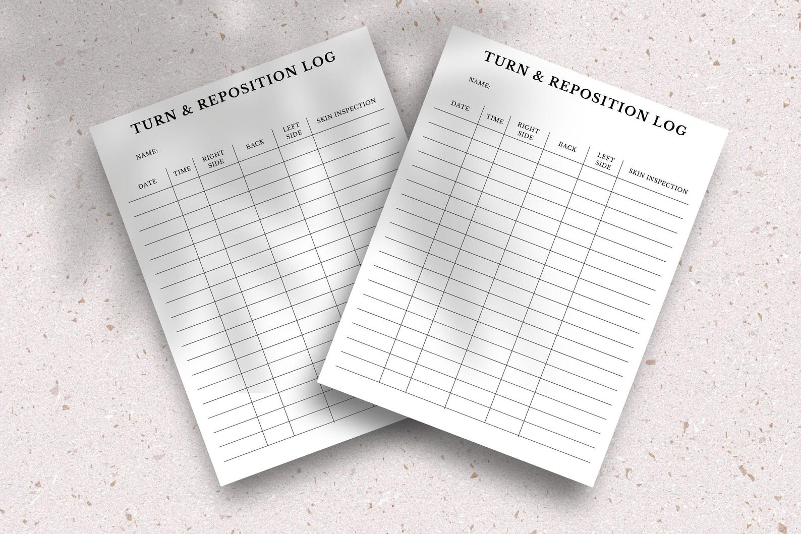 Turn and Reposition Log, Patient Positioning and Turn Chart, Patient ...