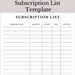 Subscription Printable, Cable Subscription Tracker, Subscription List ...