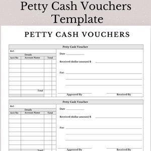 Printable Petty Cash Voucher Template (digital Download) - Etsy