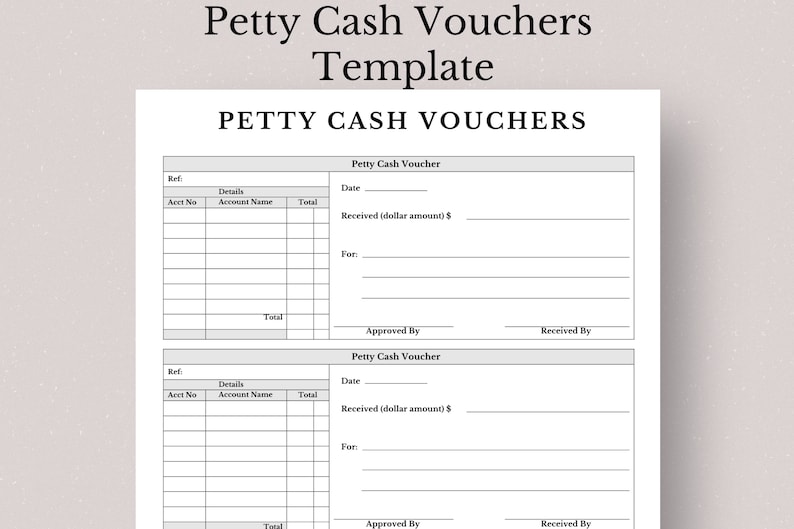 Printable Petty Cash Voucher Template (digital Download) - Etsy
