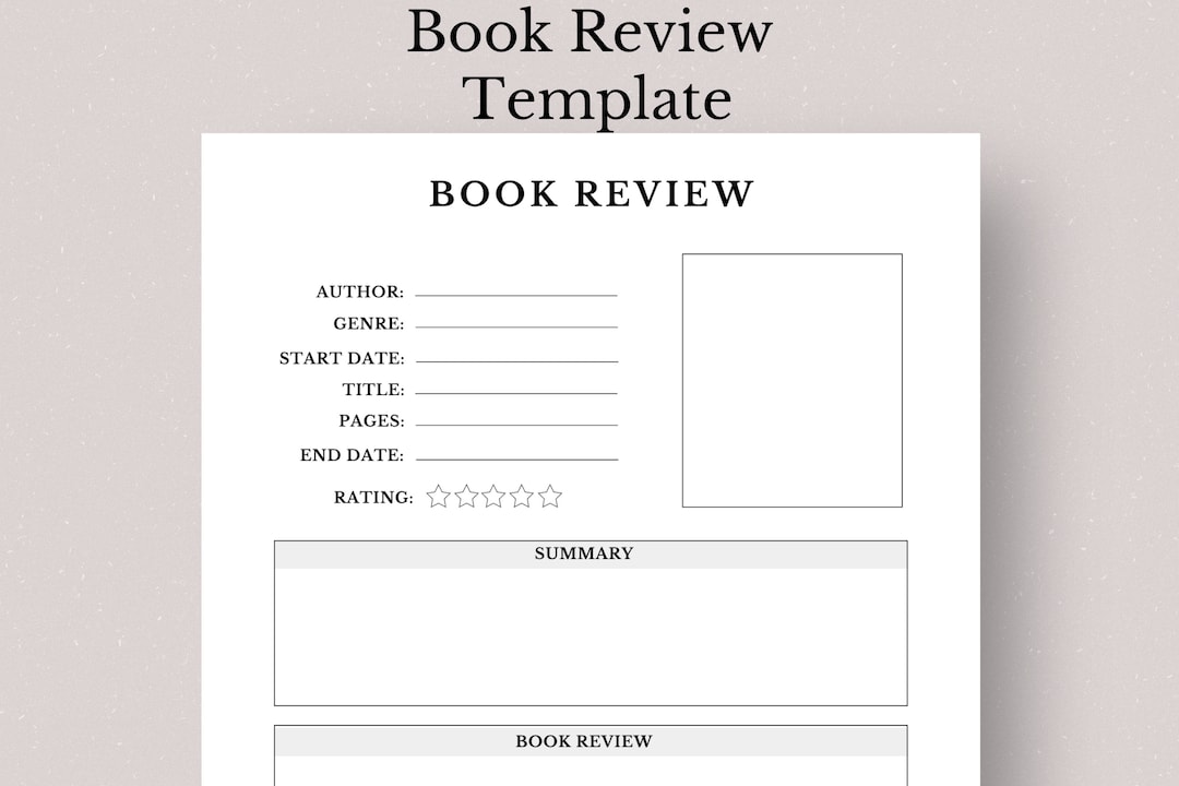 Book Review Printable, Book Log and Review, Book Rating, Book Lover ...