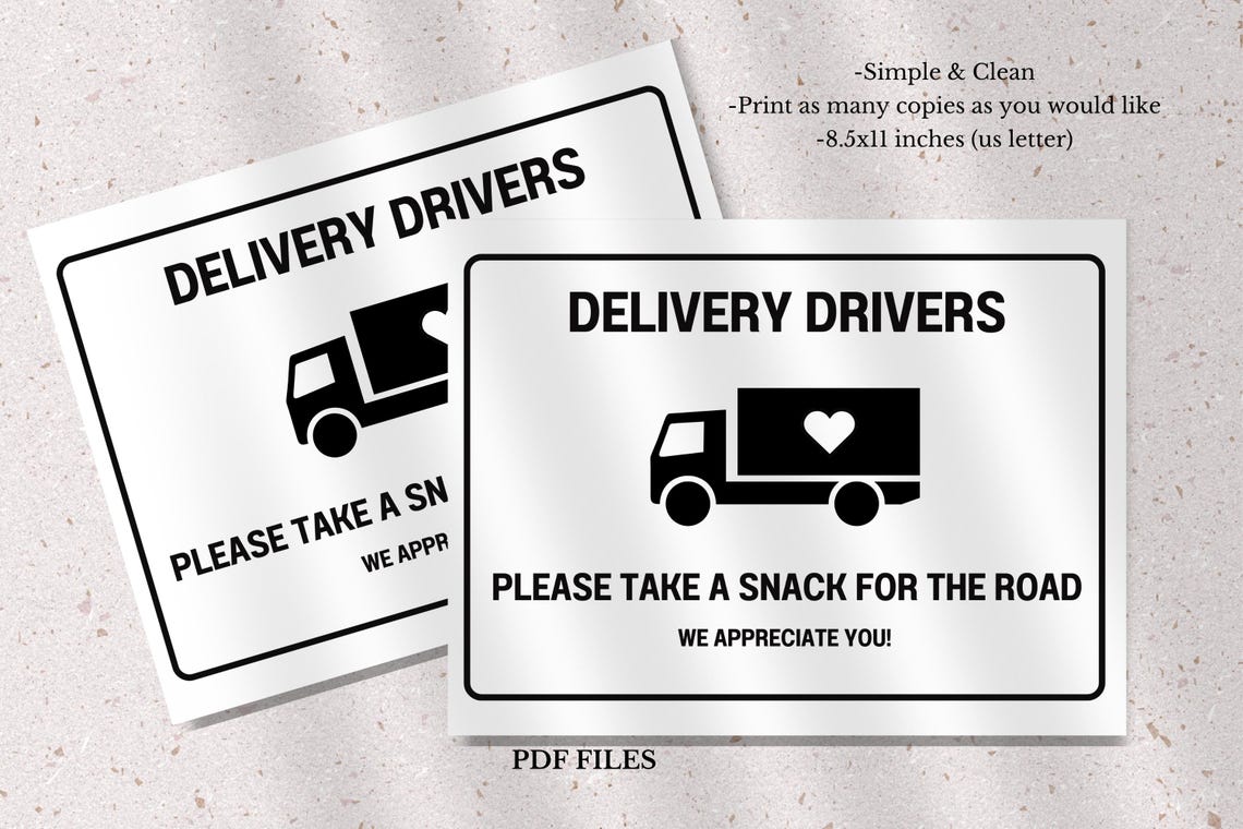Printable Delivery Drivers Sign, US Letter, Instant Download PDF ...