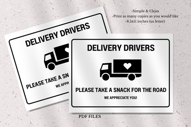 Printable Delivery Drivers Sign, US Letter, Instant Download PDF ...