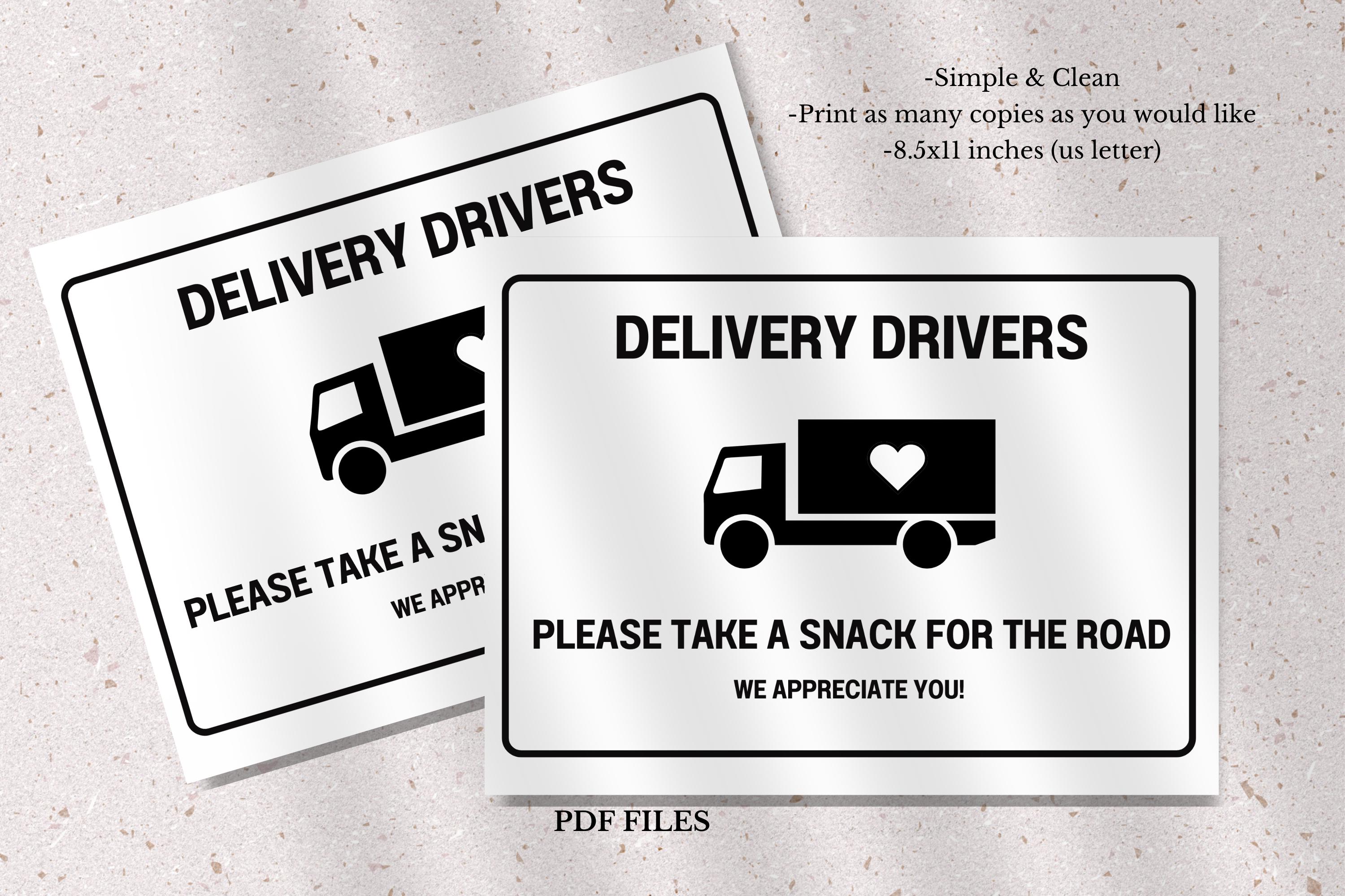 Printable Delivery Drivers Sign, US Letter, Instant Download PDF ...