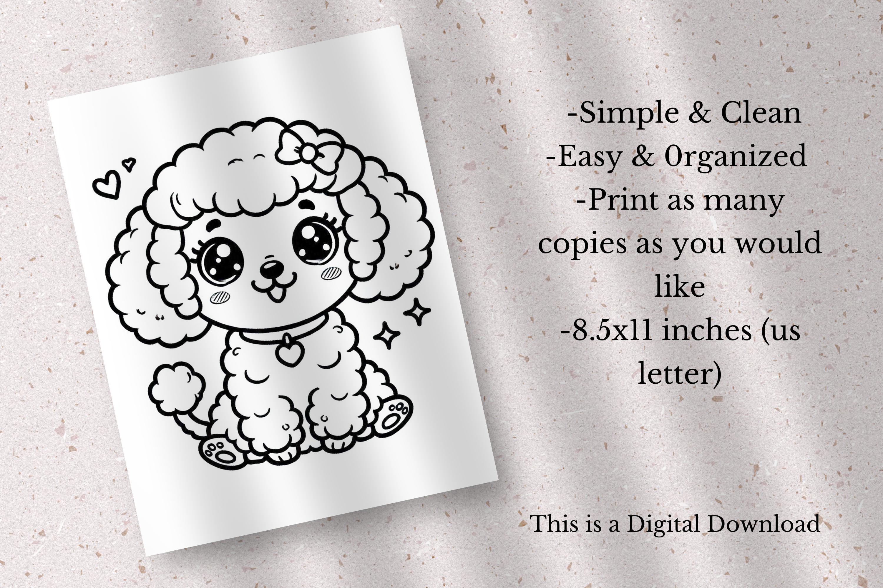 50 Kawaii Animals Coloring Pages Bundle, Kids & Adults (digital ...