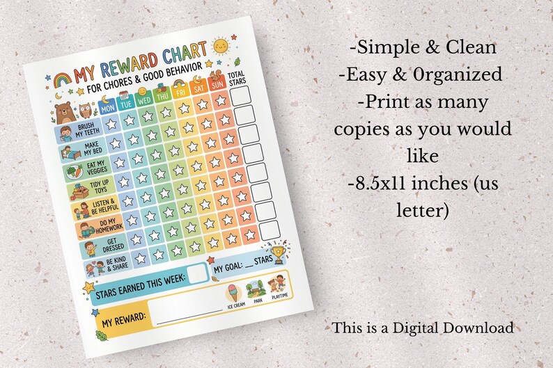 My Reward Chart, Kids Behavior Tracker, Sticker Reward System, Chore ...