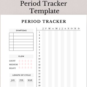 Period Tracker Template, Period Flow Tracker, Period Symptoms Tracker ...
