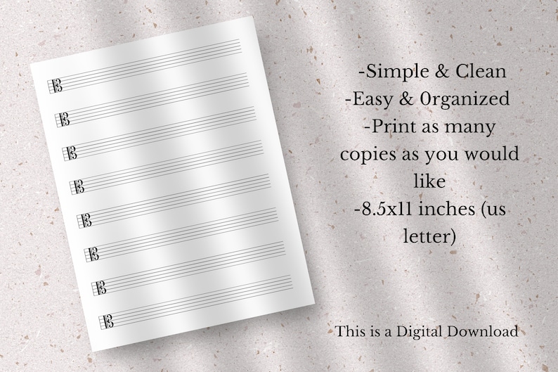 Printable Alto Clef Sheet Music, Alto Clef Sheet Music Template, Blank ...