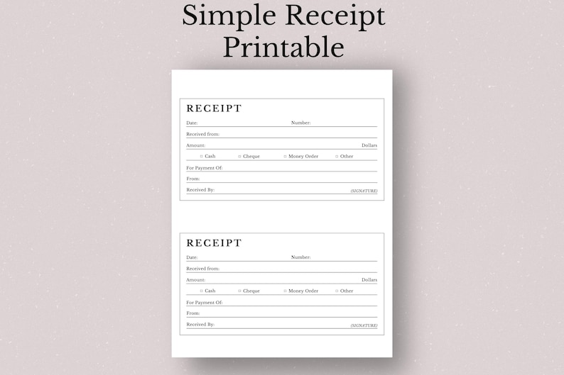 Printable Receipt Template, Minimalist Business Form (PDF) - Etsy