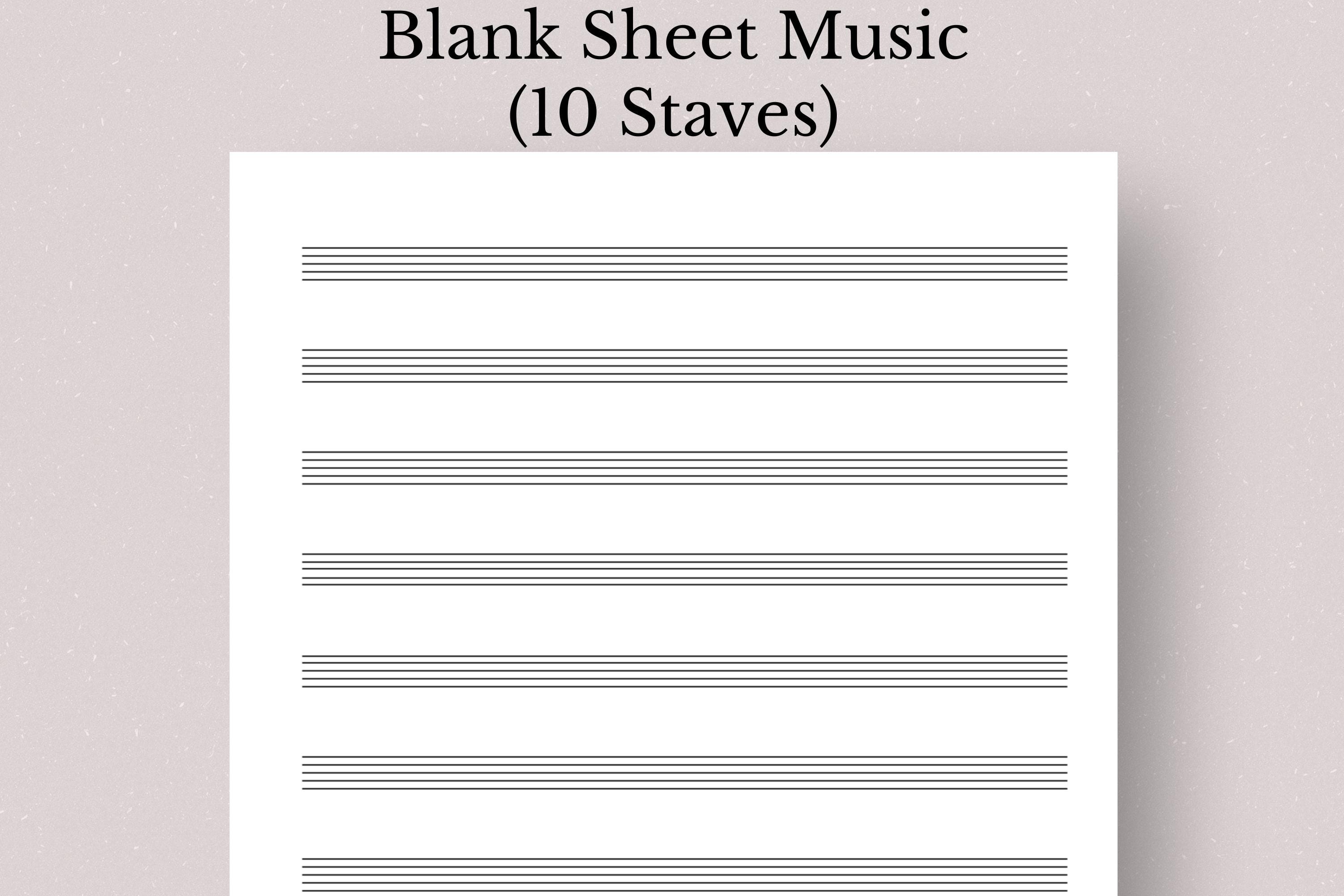 Printable Blank Sheet Music, Sheet Music, Manuscript Paper, Blank 10 ...