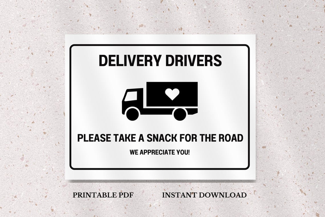 Printable Delivery Drivers Sign, US Letter, Instant Download PDF ...