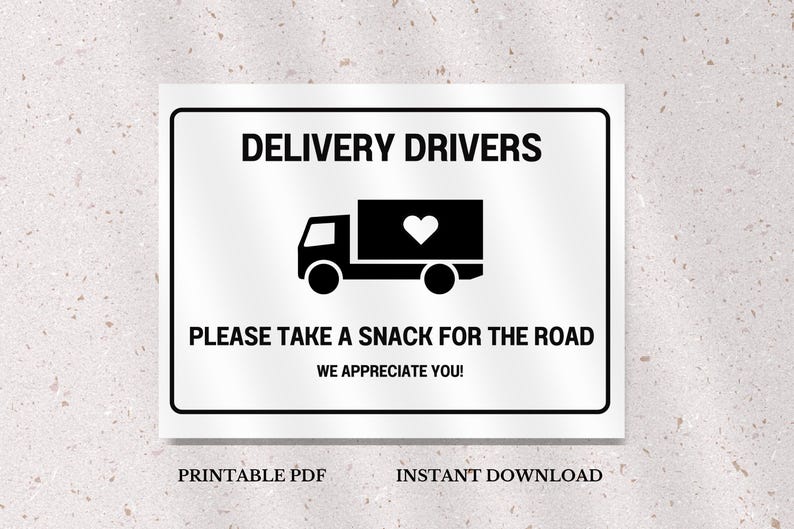 Printable Delivery Drivers Sign, US Letter, Instant Download PDF ...