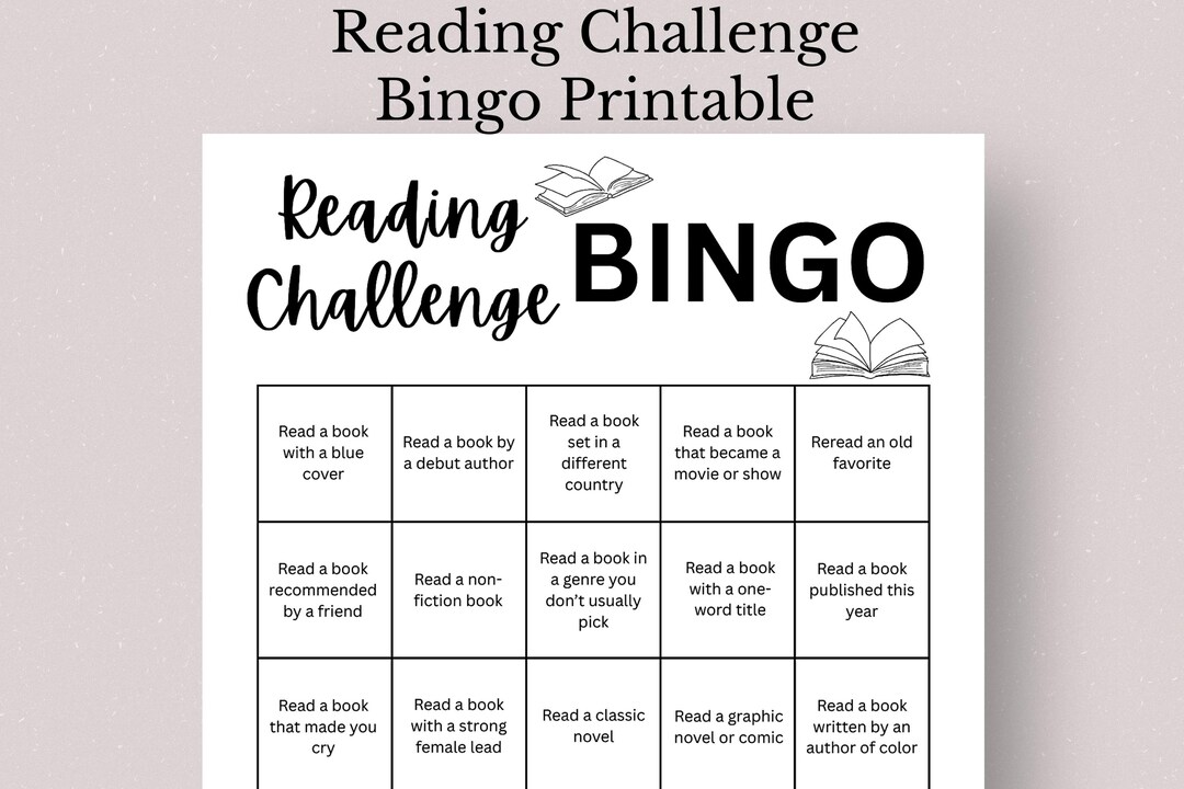 Reading Challenge Bingo Game Printable Fun Book Tracker Reading Log ...