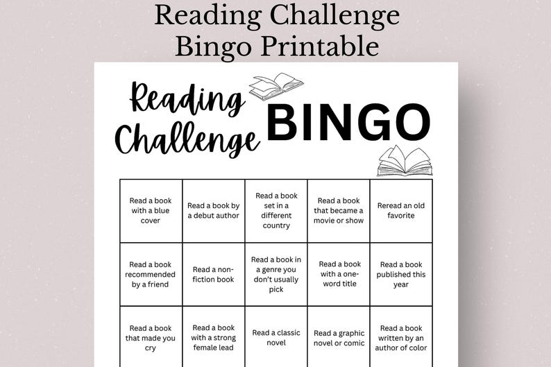 Reading Challenge Bingo Game Printable Fun Book Tracker Reading Log ...
