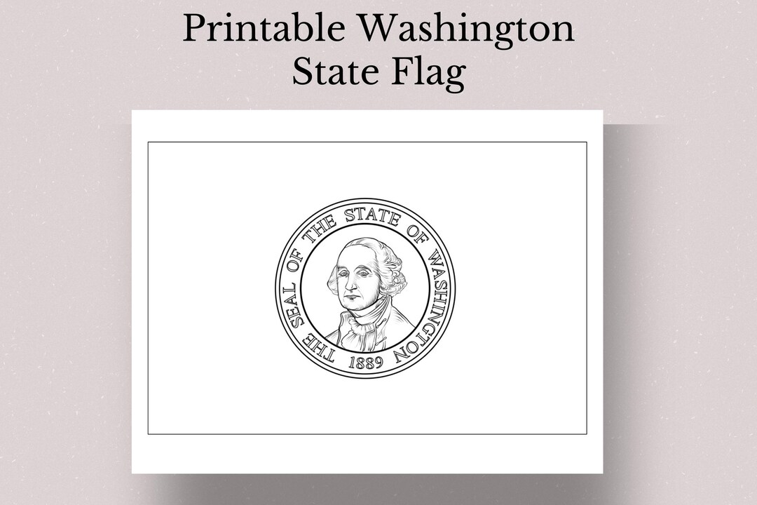 Washington State Flag Coloring Page Black and White Printable PDF USA ...