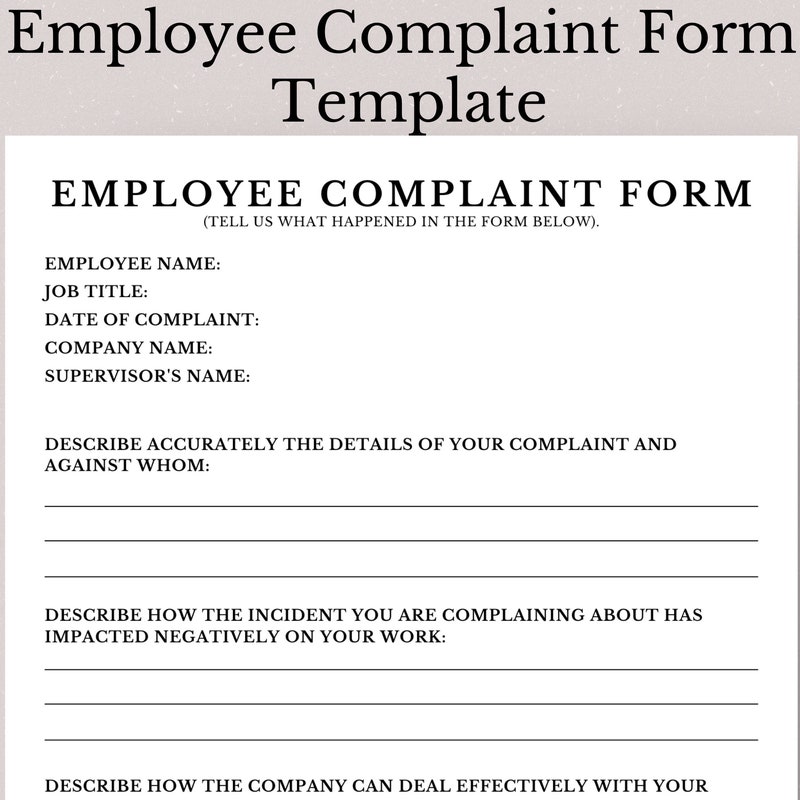 Employee Complaint Form - Etsy