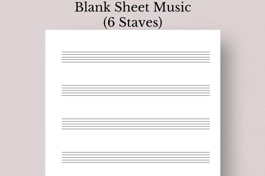 Printable Sheet Music, Blank 6 Staves, Piano Staff Paper (PDF) - Etsy