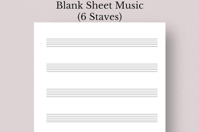 Printable Blank Sheet Music, Sheet Music, Manuscript Paper, Blank 6 ...