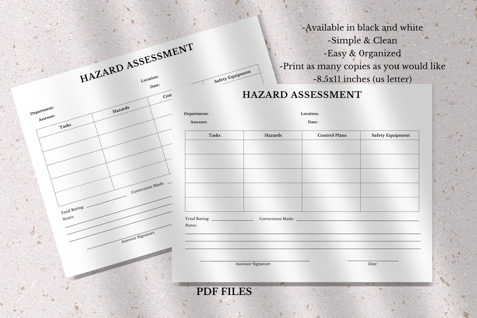 Printable Hazard Assessment Template Hazard Assessment Form Hazard