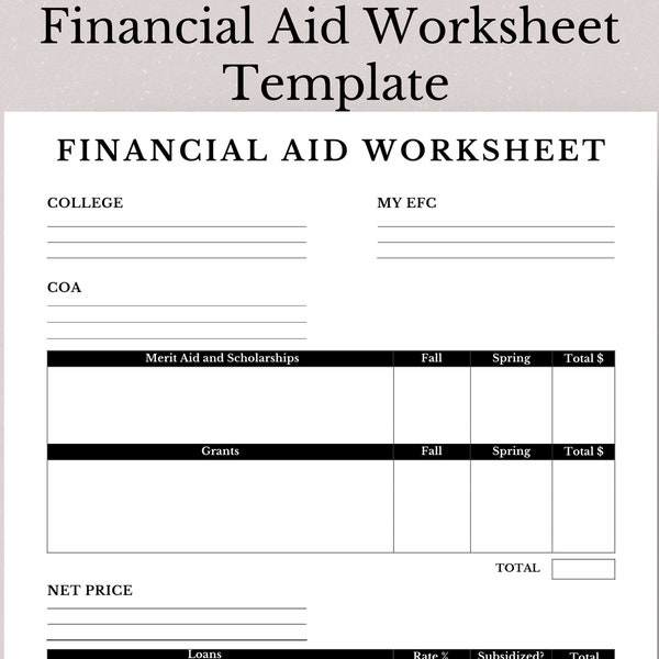 Financial Worksheet - Etsy