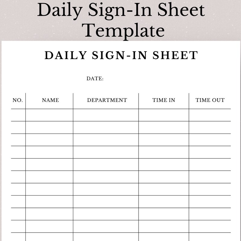Daily Sign in Sheet - Etsy