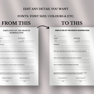 Editable Employee of the Month Nomination Template, Employee of the ...