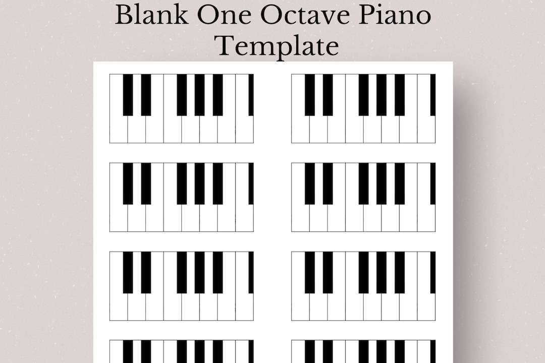 Printable Blank One Octave Piano Template, Blank Piano Paper, Printable Piano Paper, Piano ...