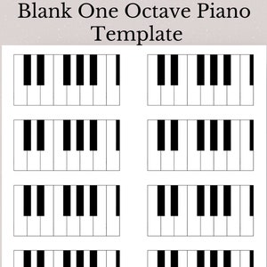 Printable One Octave Blank Piano Template (PDF) - Etsy