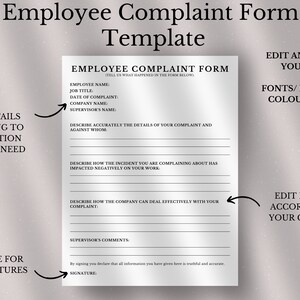 Editable Employee Complaint Form Template, HR Printable (canva) - Etsy