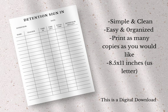Printable Detention