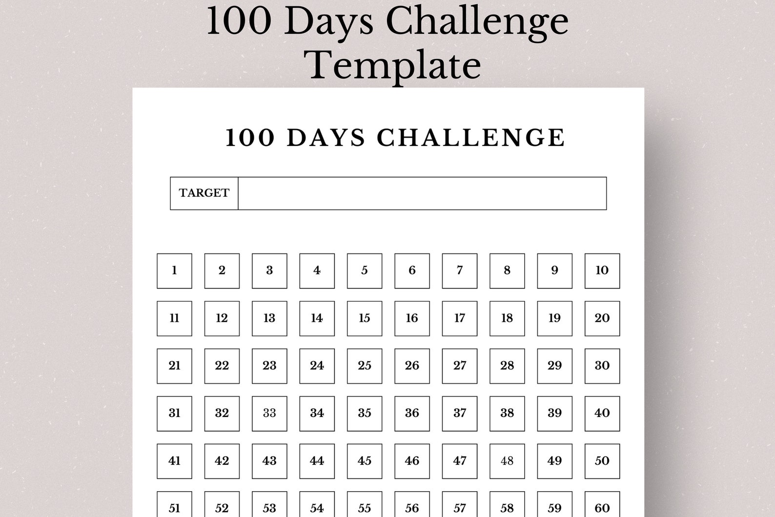 100 Days Challenge Tracker, Challenge Tracker, 100 Days Challenge - Etsy