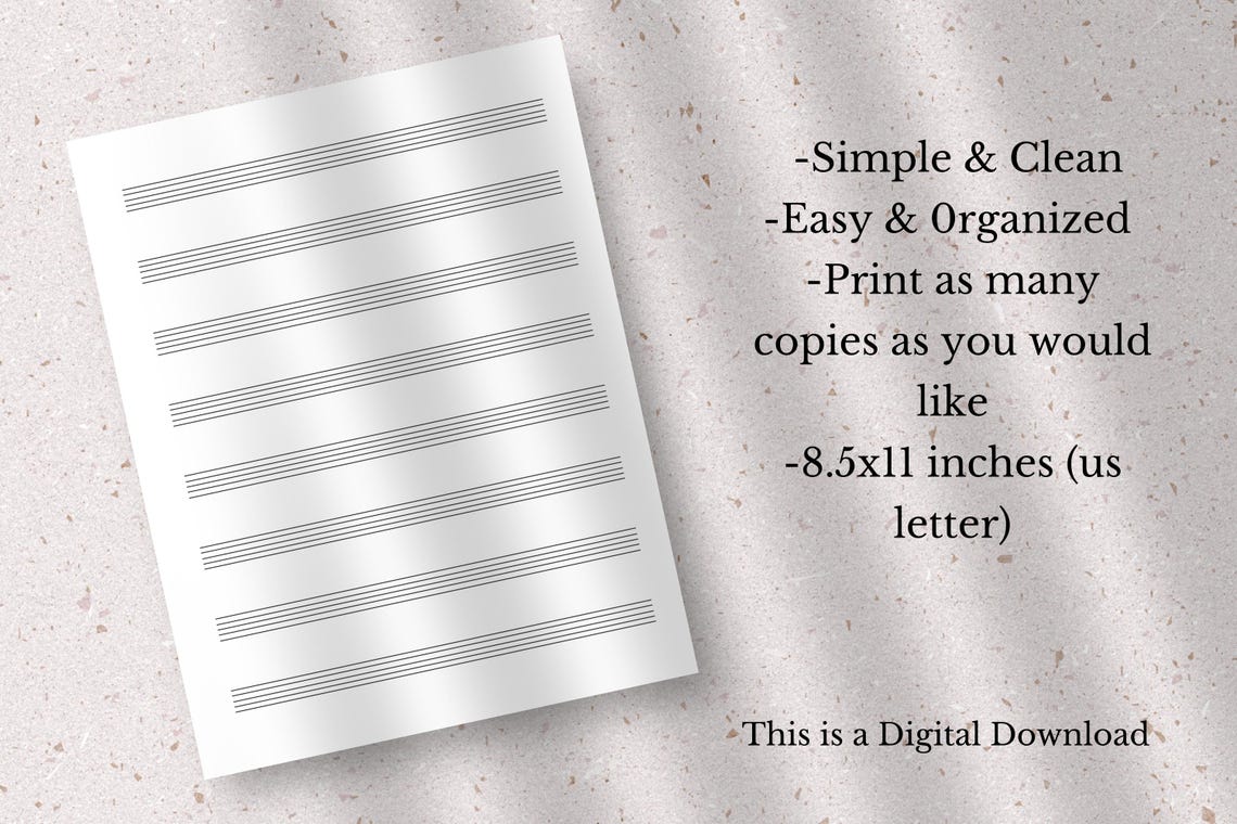 Printable Blank Sheet Music, Sheet Music, Manuscript Paper, Blank 8 ...