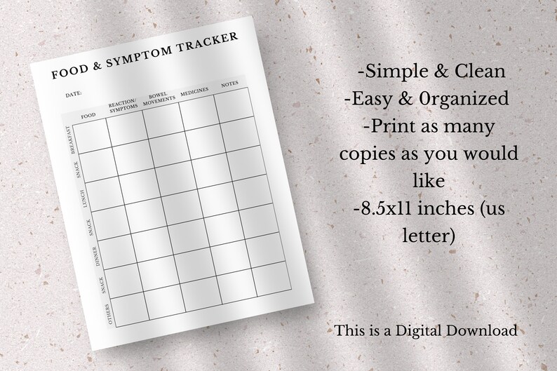 Printable Food & Symptom Tracker, Food Sensitivity Tracker, Meal ...
