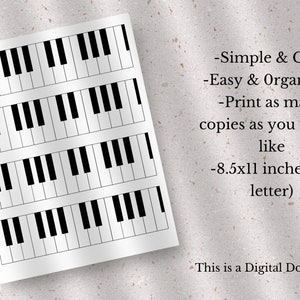 Printable Blank Two Octave Piano Template, Blank Piano Paper, Printable ...
