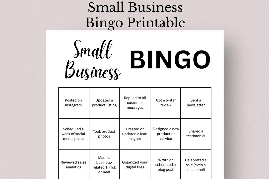 Printable Small Business Bingo Game, Goal Tracker (PDF) - Etsy