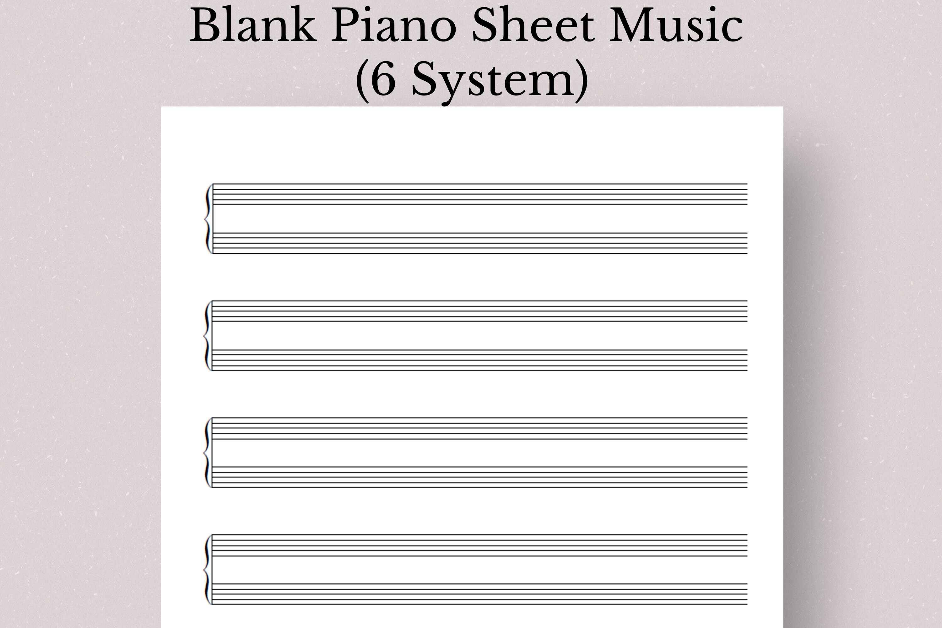 Printable Blank Piano Sheet Music, Sheet Music, Manuscript Paper, 6 ...