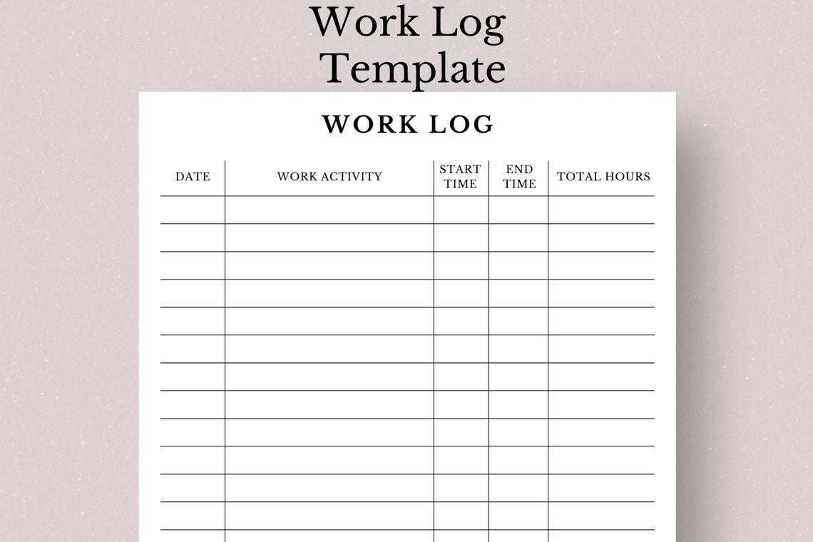 Work Log Template, Employee Work Log Sheet, Employee Work Log Template ...
