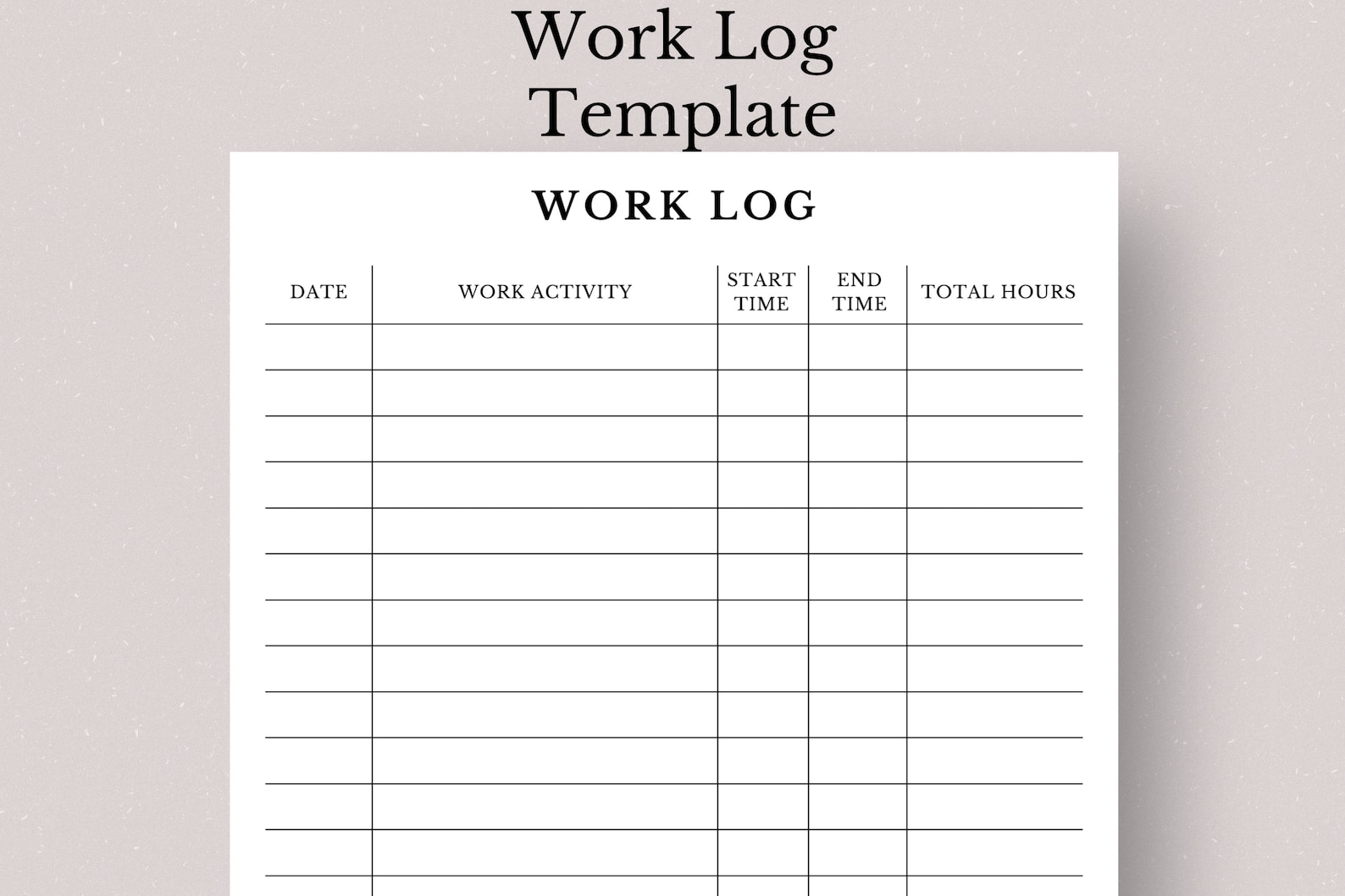 Work Log Template, Employee Work Log Sheet, Employee Work Log Template ...
