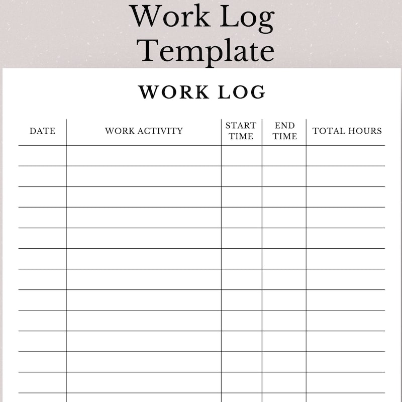 Work Log Template - Etsy